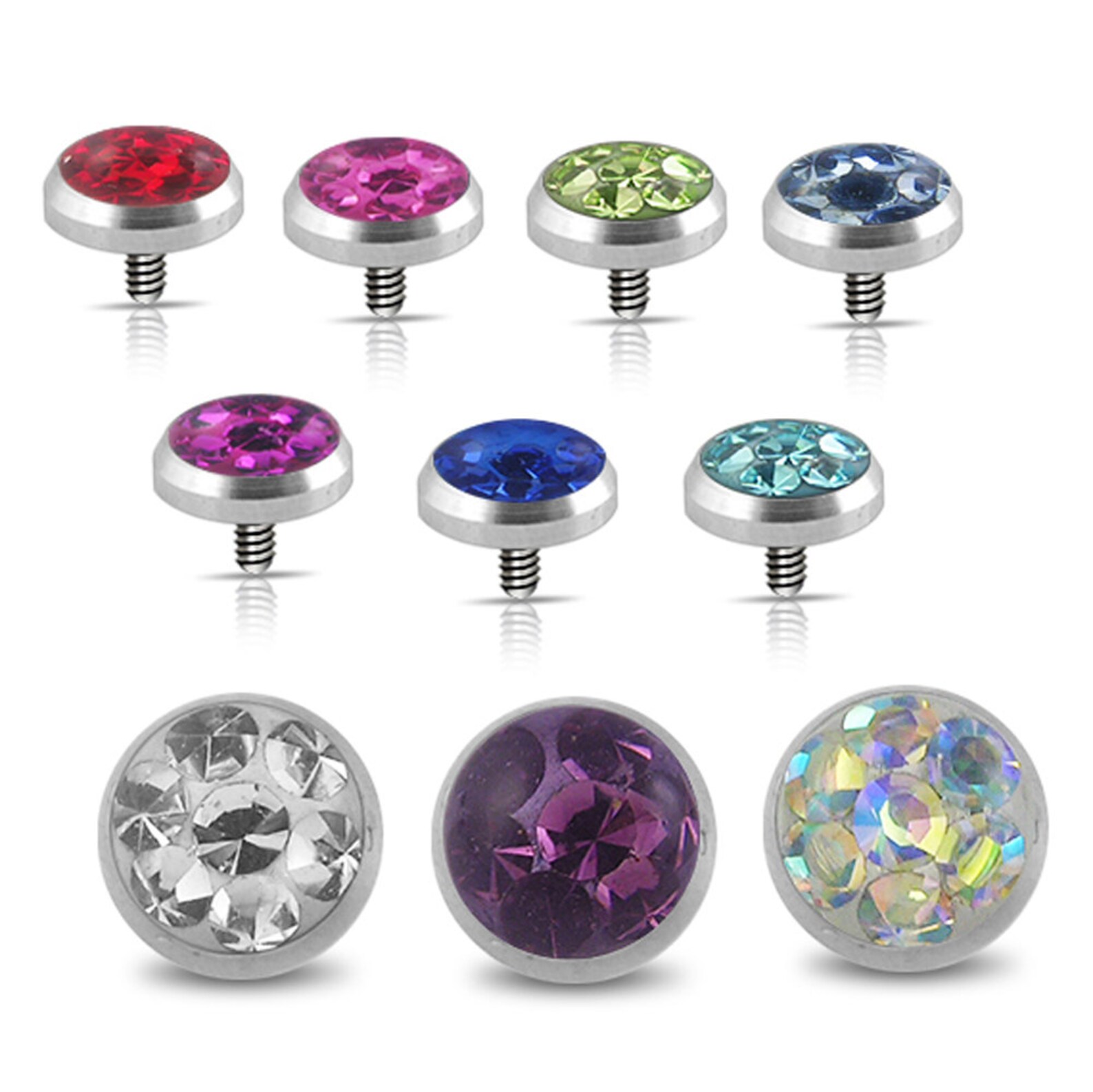 Crystal Dermal Top Surgical Steel Microdermal 14G Stud - Etsy