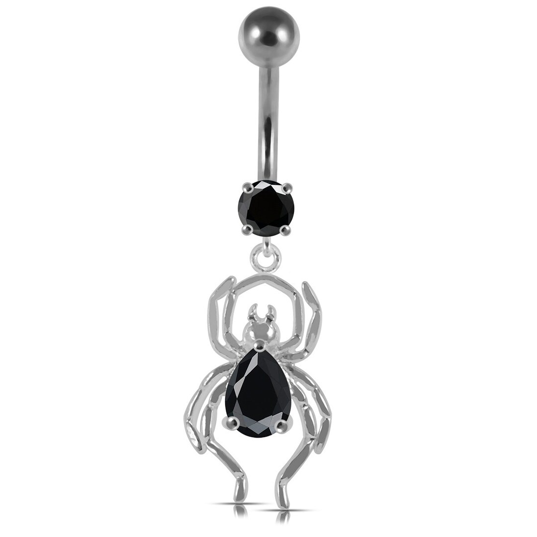 Spider Dangle Belly Ring Crystal Belly Ring Gothic Body Jewelry Steel ...