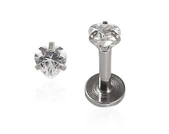 Round Crystal Labret Lip Stud/ Cartilage Earring Flat Back | Etsy