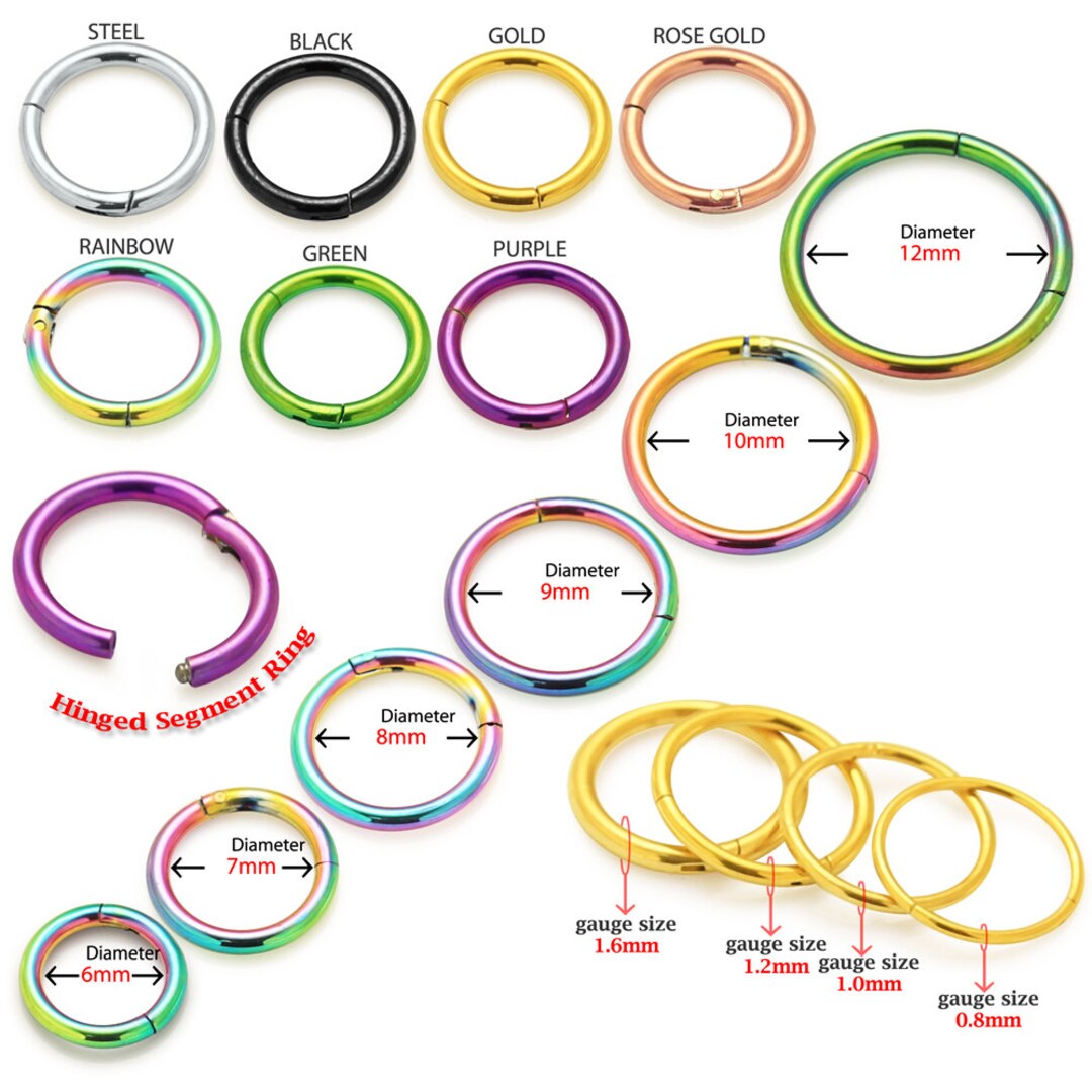 Titanium Anodized Hinged Segment Ring Clicker Ring Septum - Etsy UK