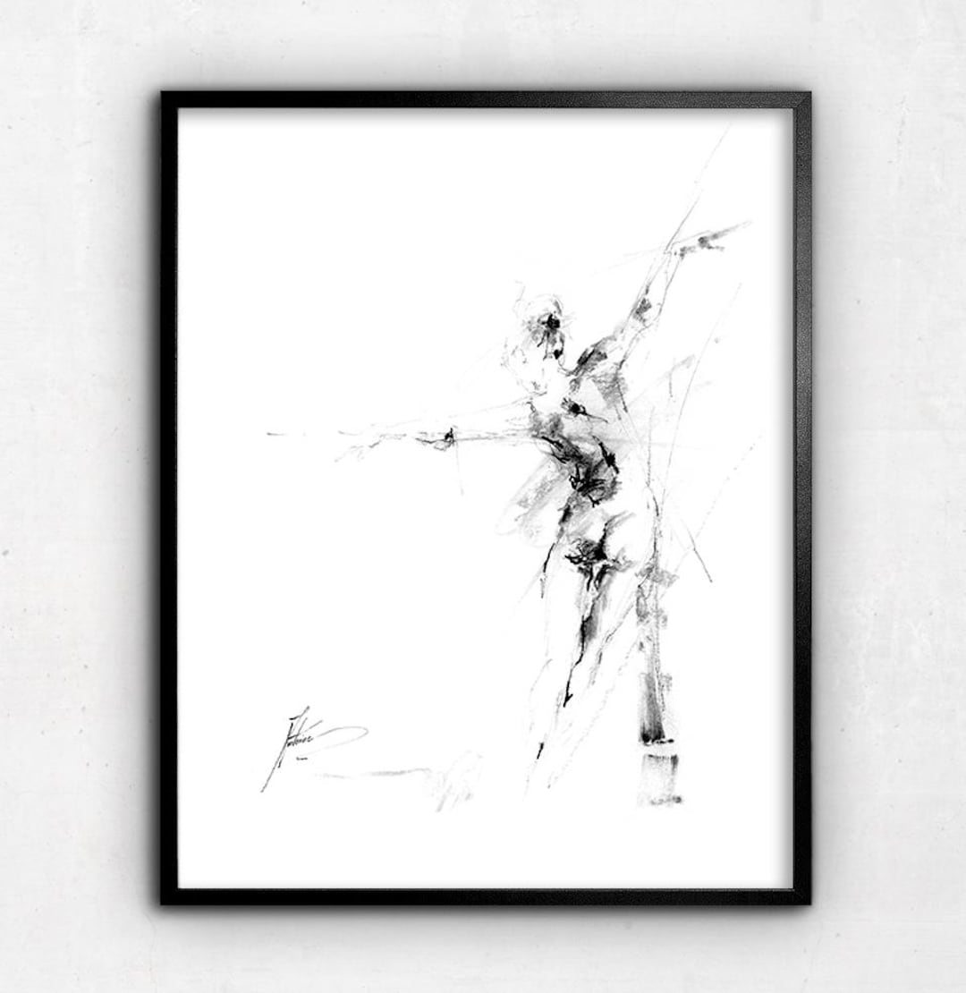 Ballet Dancer Charcoal Drawing Print: Black & White Figure Art - Etsy