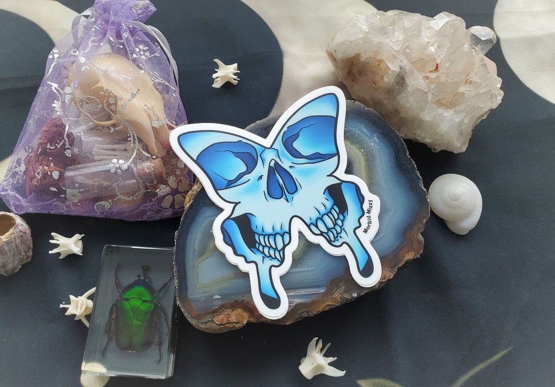 Skull Butterfly Silhouette - Creepy Cute, Goth, Halloween Sticker ...