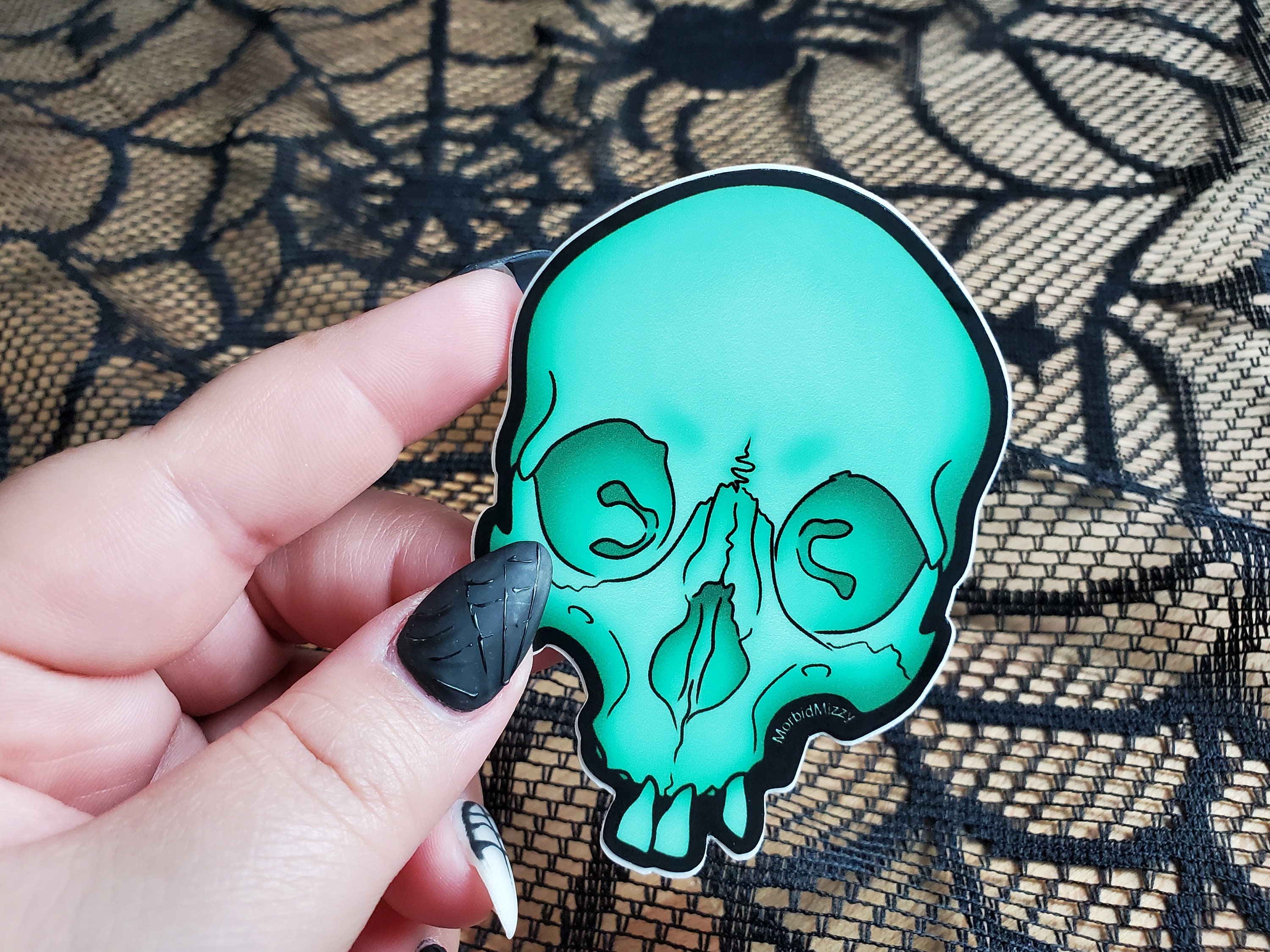 Derpy Skull - Creepy Cute, Goth, Halloween Sticker - Waterproof Vinyl ...