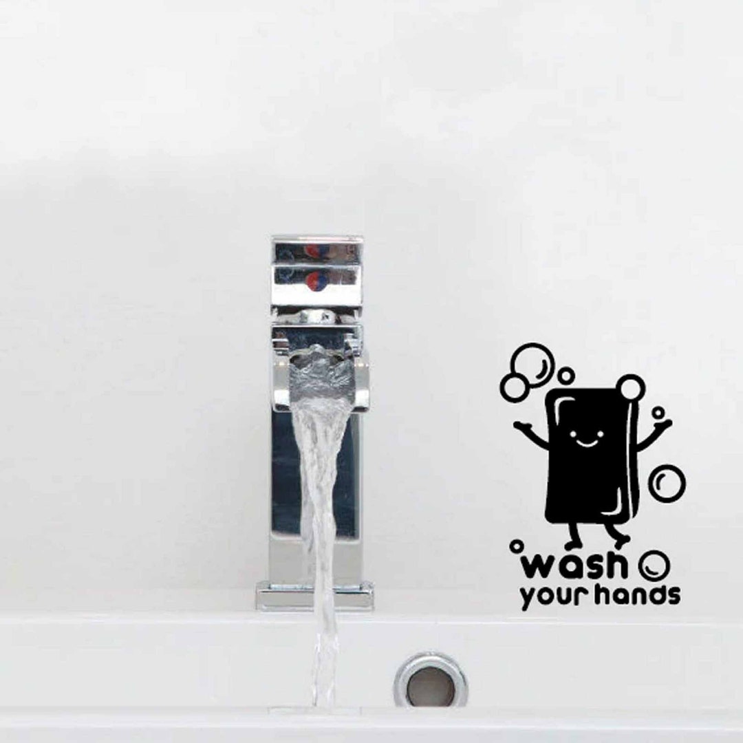 Cute SOAP Wash Your Hands Vinyl Wall Sticker Creative Cartoon Toilet ...