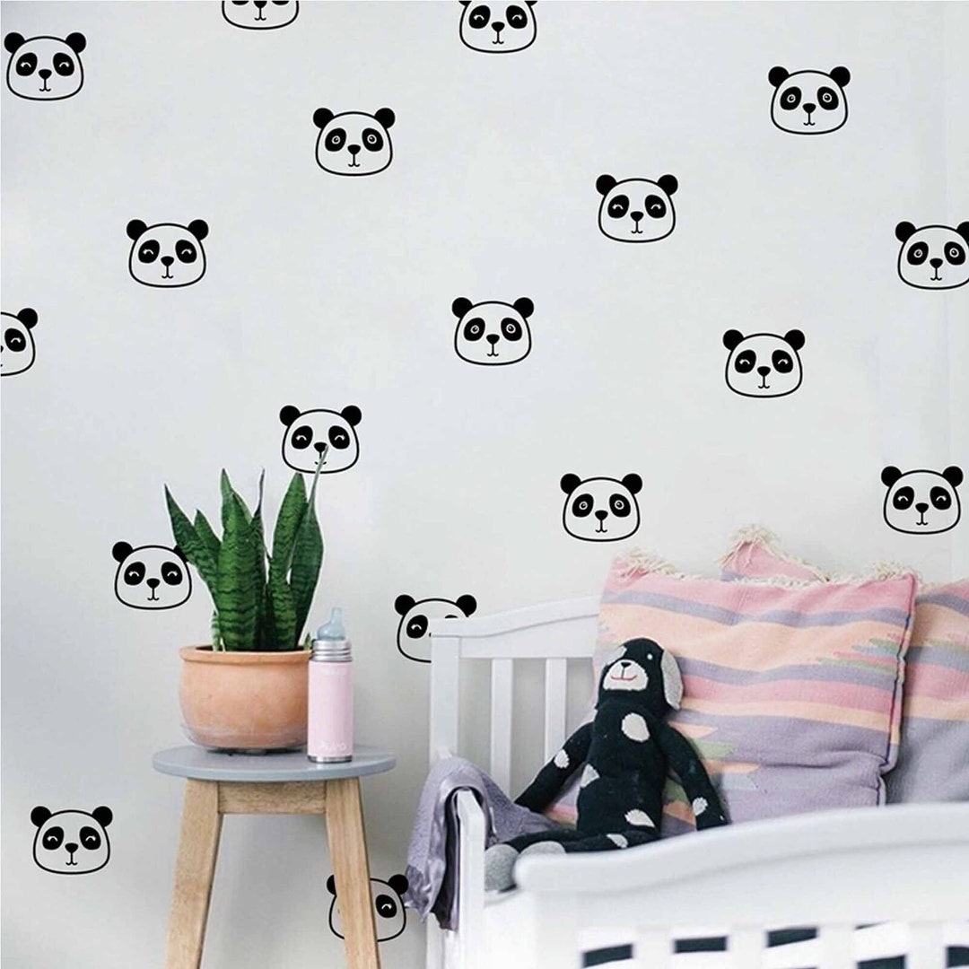 18 Panda Wall Decals Nursery Decor Cute Panda Face Vinyl Wall Sticker ...