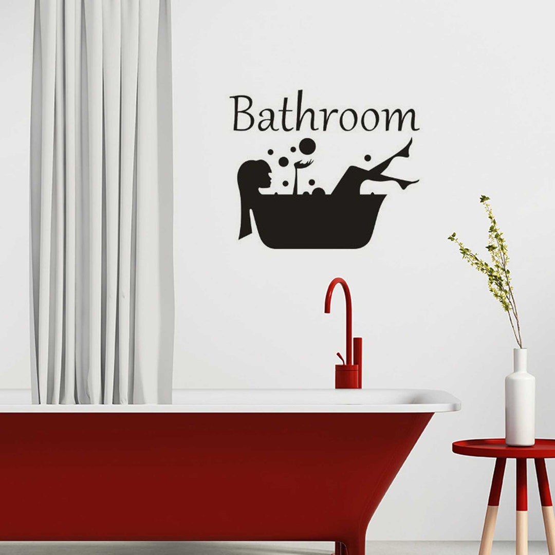 Bathroom Beauty Girl on the Bathtub Wall Stickers Art Design Stickers ...
