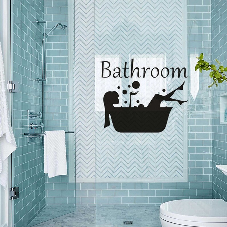 Bathroom Beauty Girl on the Bathtub Wall Stickers Art Design Stickers ...