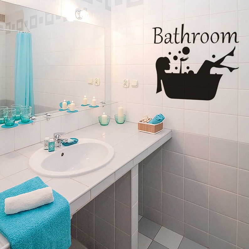Bathroom Beauty Girl on the Bathtub Wall Stickers Art Design Stickers ...