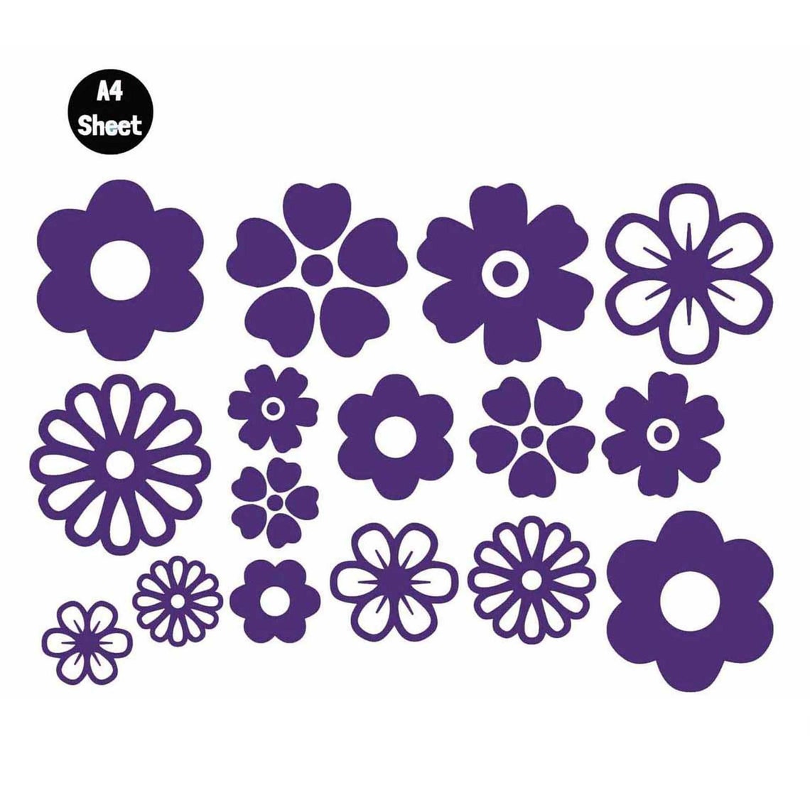 16 Flower Stickers Set Vinyl Stickers Decals Any Colour Wall Laptop ...