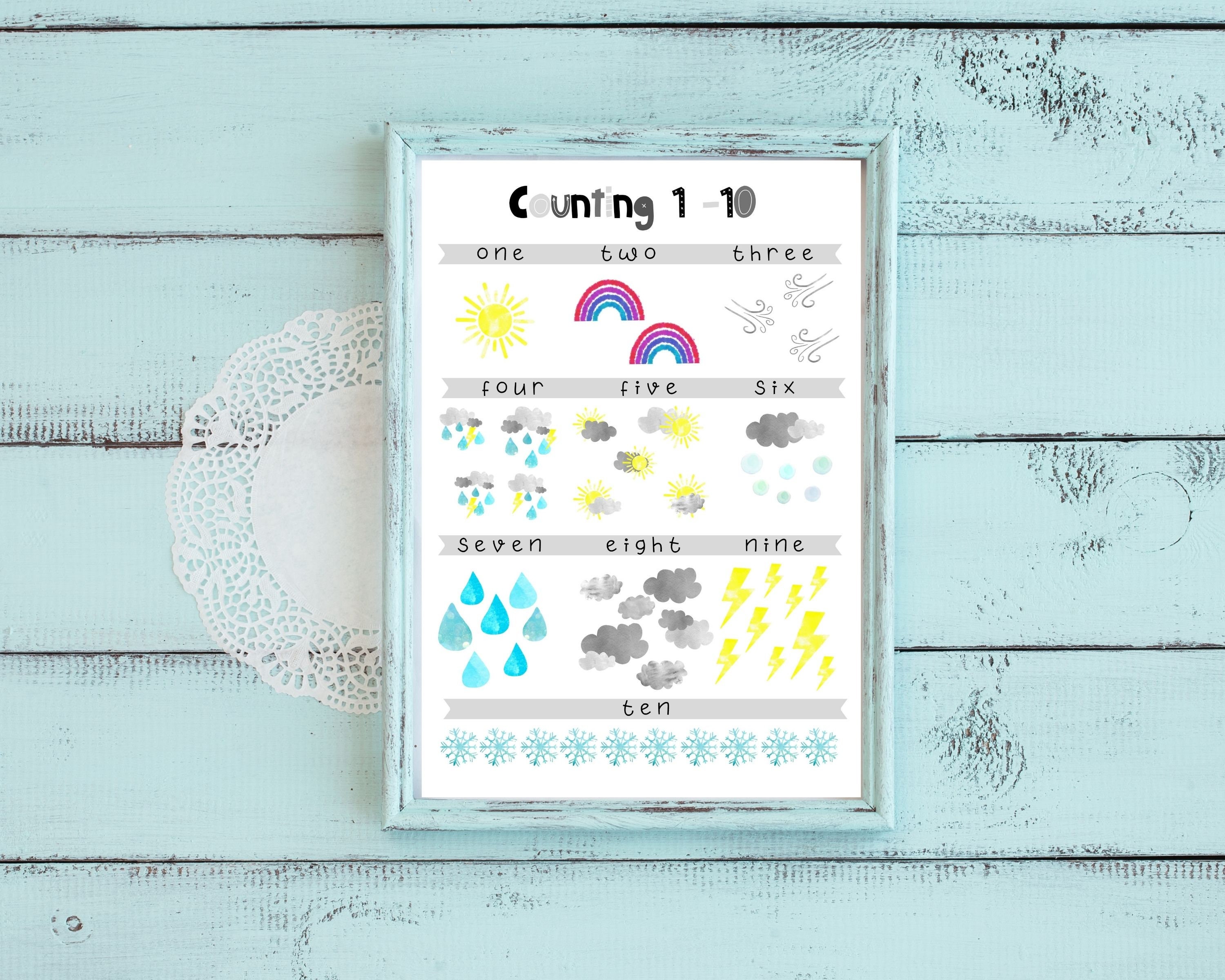 Counting 1-10 Weather Classroom Decor Homeschooling - Etsy
