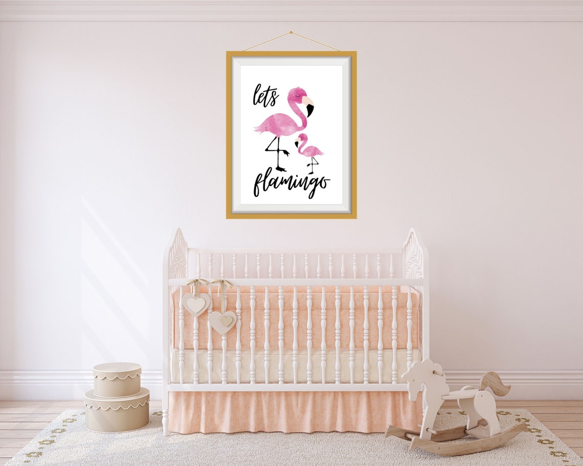 Lets Flamingo Print Kids Wall Art Inspirational Prints - Etsy New Zealand
