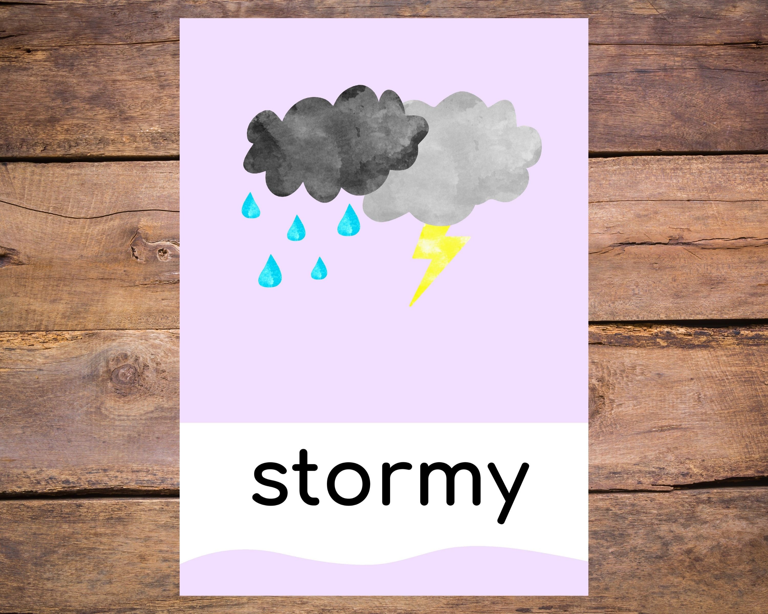 Weather Flashcards - Set 12 Flashcards - Vocabulary Cards - Educational ...
