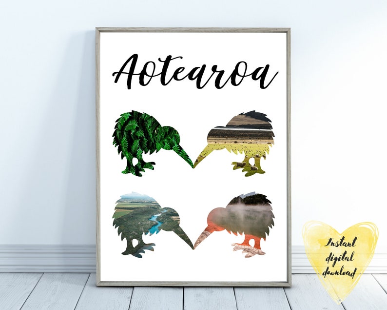 New Zealand Kiwi Bird - Printable Wall Art - Maori Aotearoa -travel ...