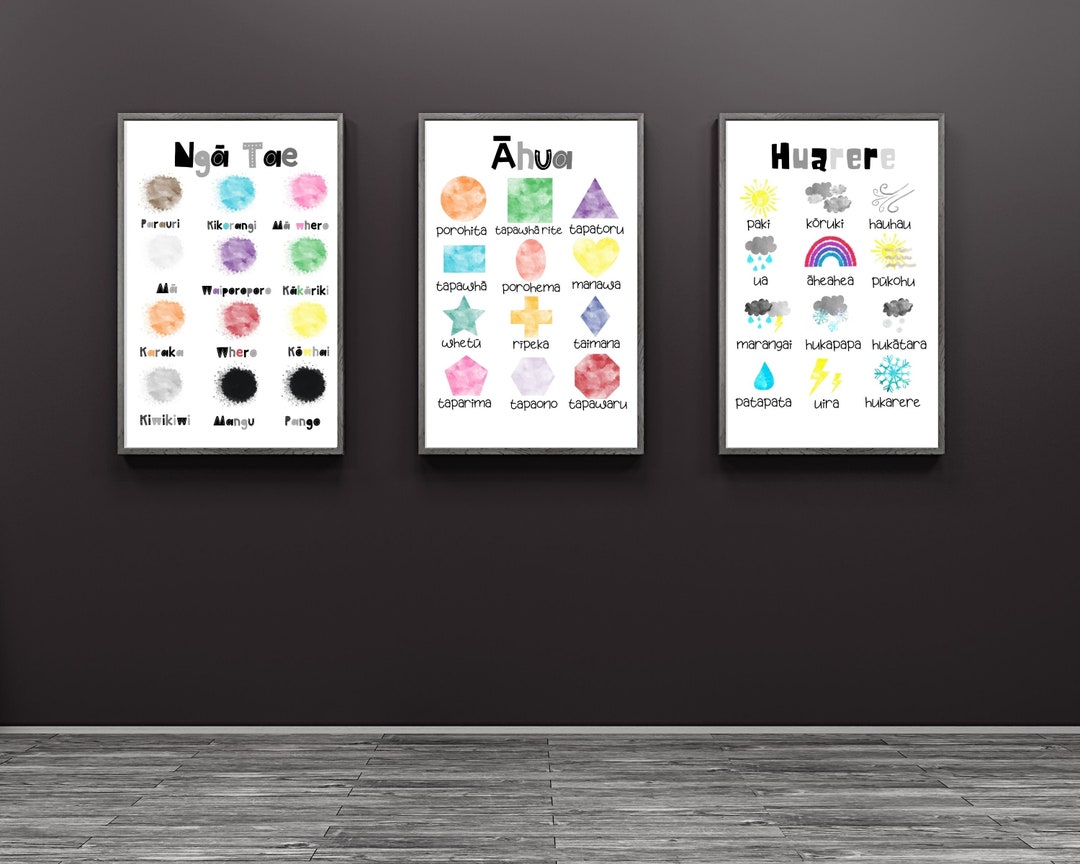 Te Reo Maori to English - Set of 3 - Learn Maori - Shapes - Colours ...