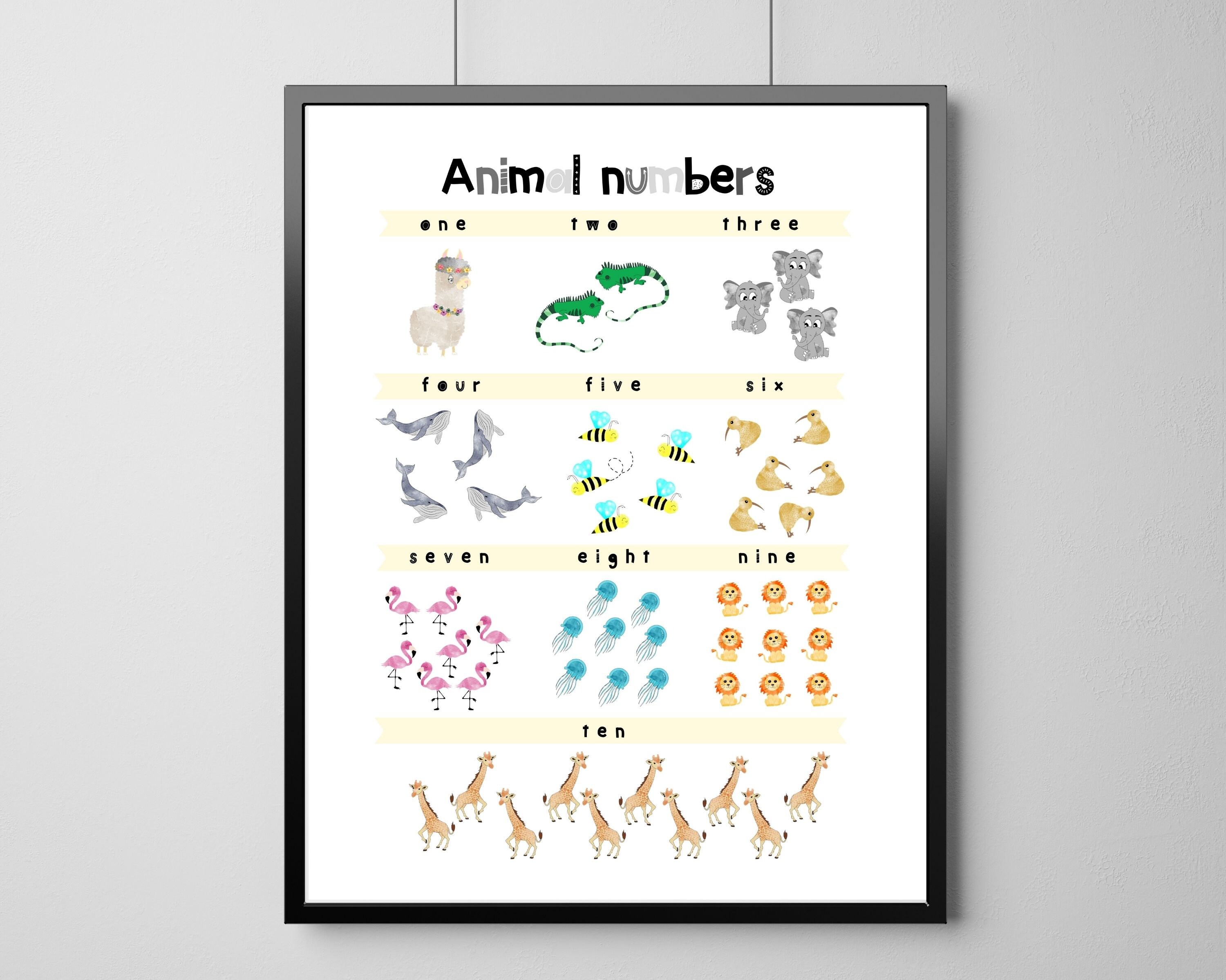 Animal Number Print - Classroom Poster - Wall Art - Educational ...