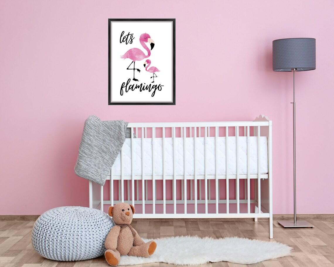 Lets Flamingo Print Kids Wall Art Inspirational Prints - Etsy New Zealand