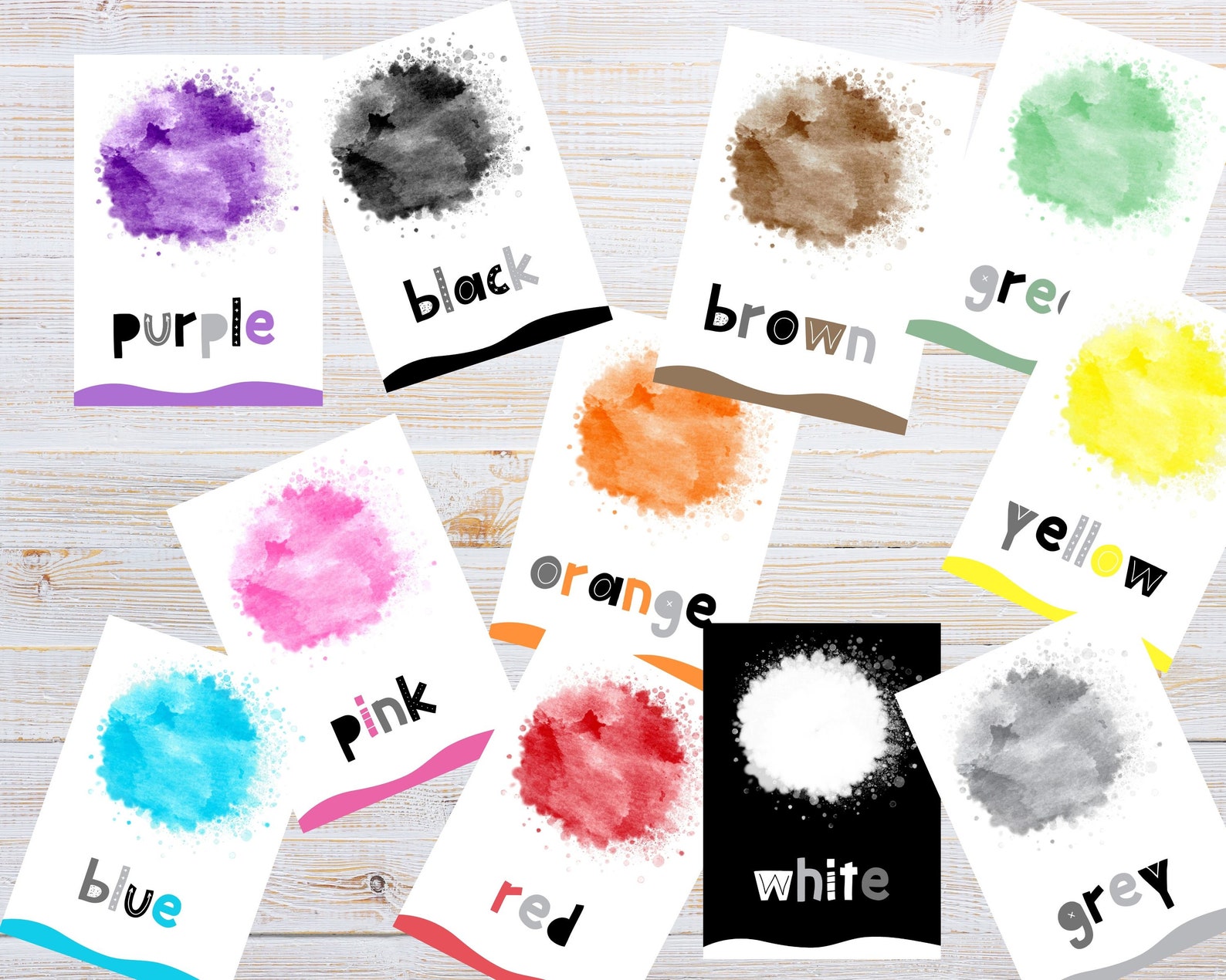 Colour Flashcards Set 11 Flash Cards Vocabulary Cards - Etsy New Zealand