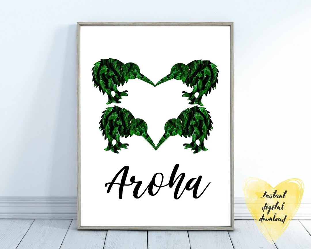 Kiwi Heart Aroha - Maori Love - Maori Language - NZ Poster - Te Reo ...