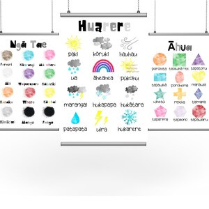 Te Reo Maori to English Set of 3 Learn Maori Shapes Colours Weather ...