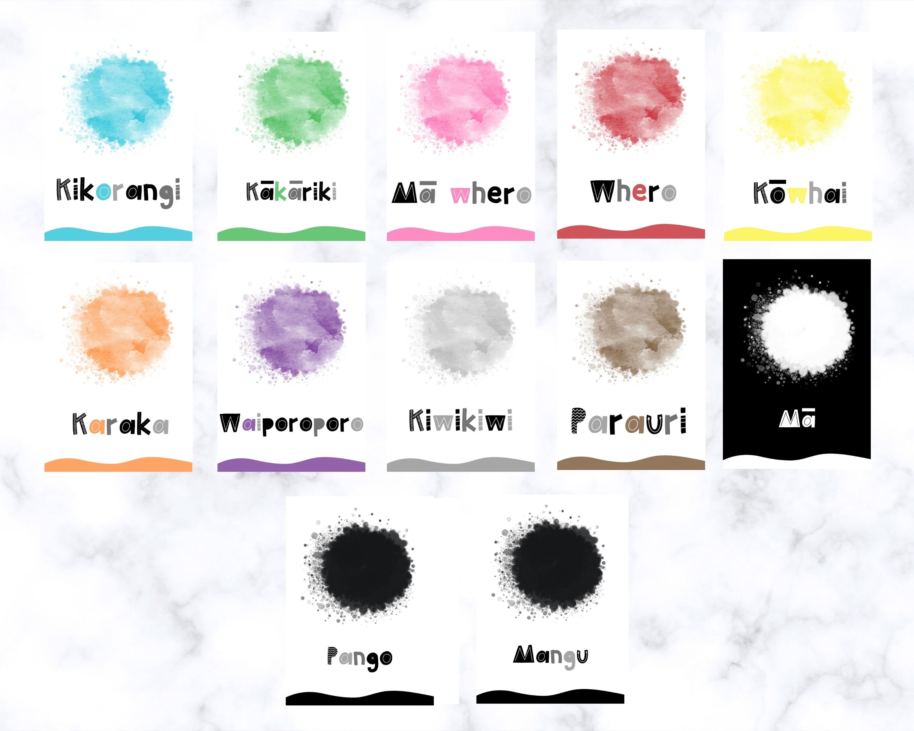 Maori Colour Flashcards -learn Maori - Vocabulary Cards - ESL ...