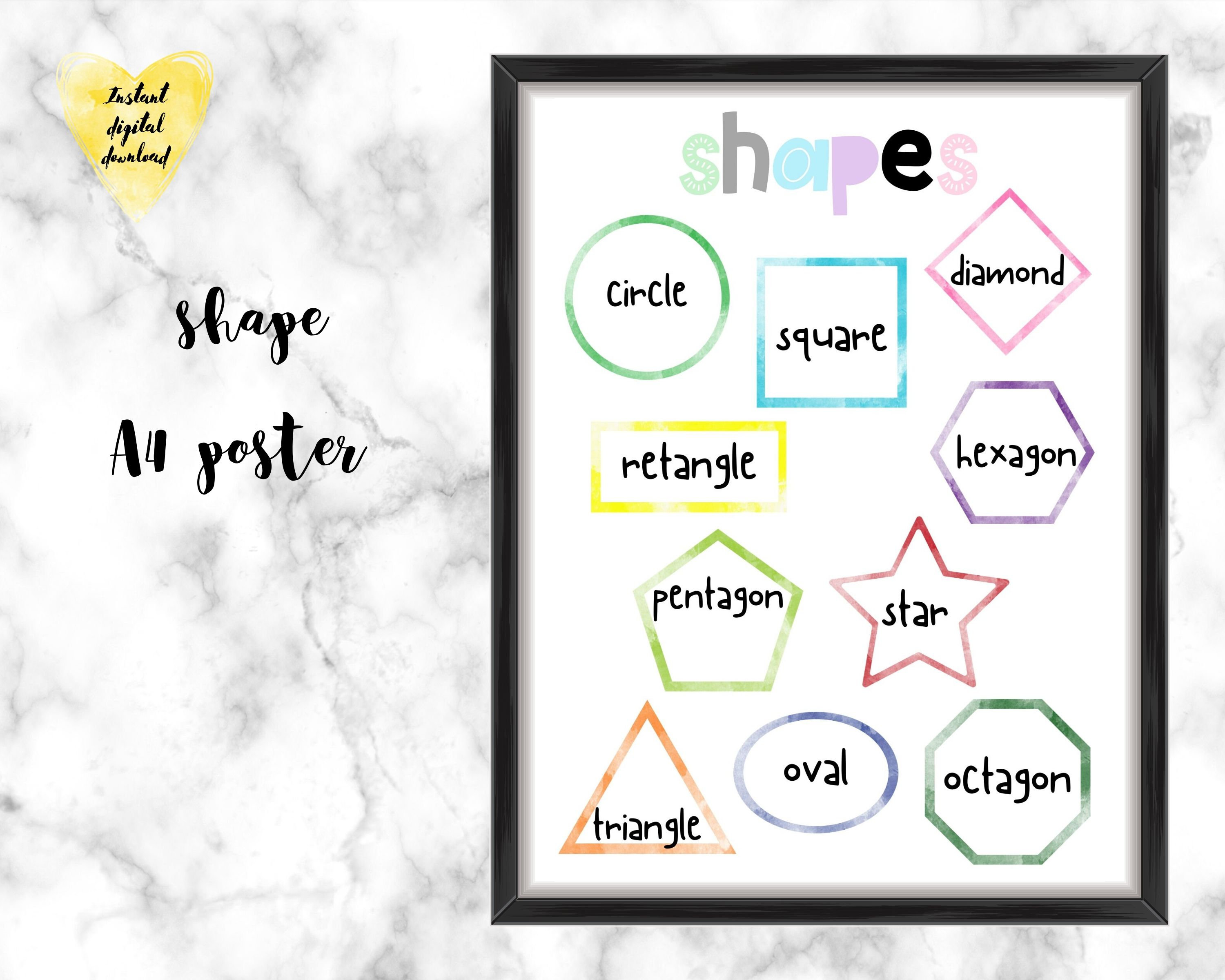 Shapes Flashcards - A4 Poster - Vocabulary Cards - ESL -preschool ...