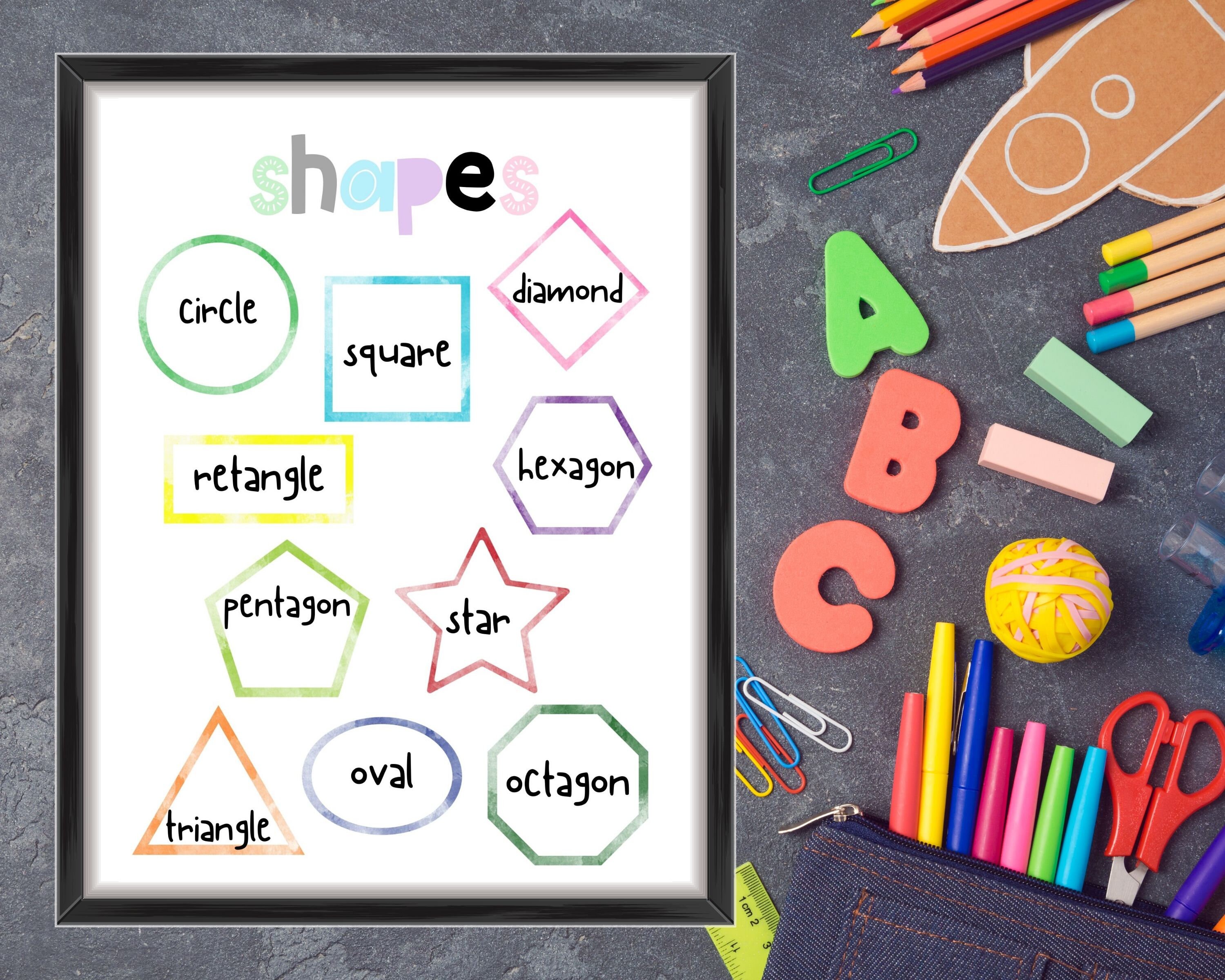 Shapes Flashcards - A4 Poster - Vocabulary Cards - ESL -preschool ...