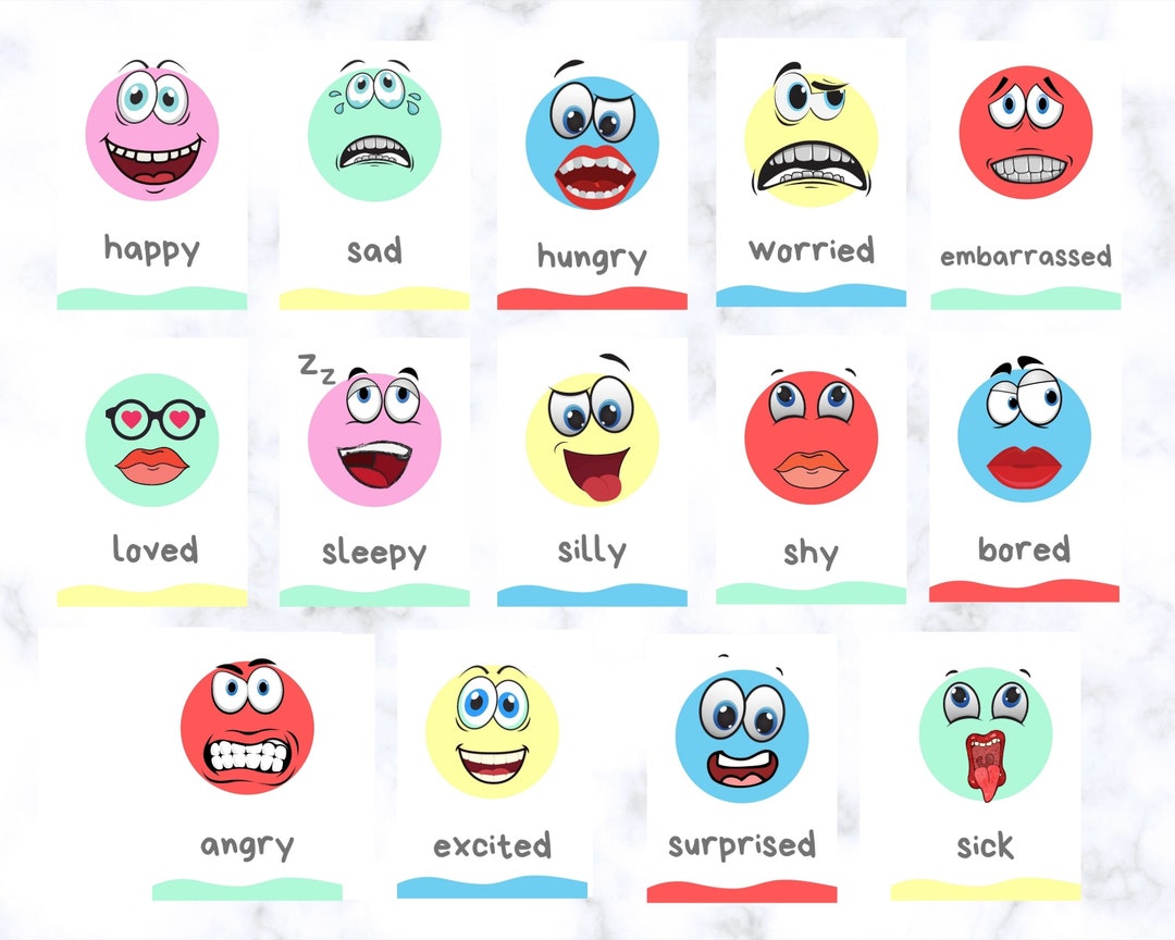 Emotion Flashcards - for Kids - Vocabulary Cards - ESL Flashcards ...