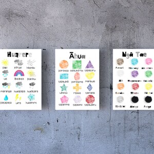 Te Reo Maori to English Set of 3 Learn Maori Shapes Colours Weather ...