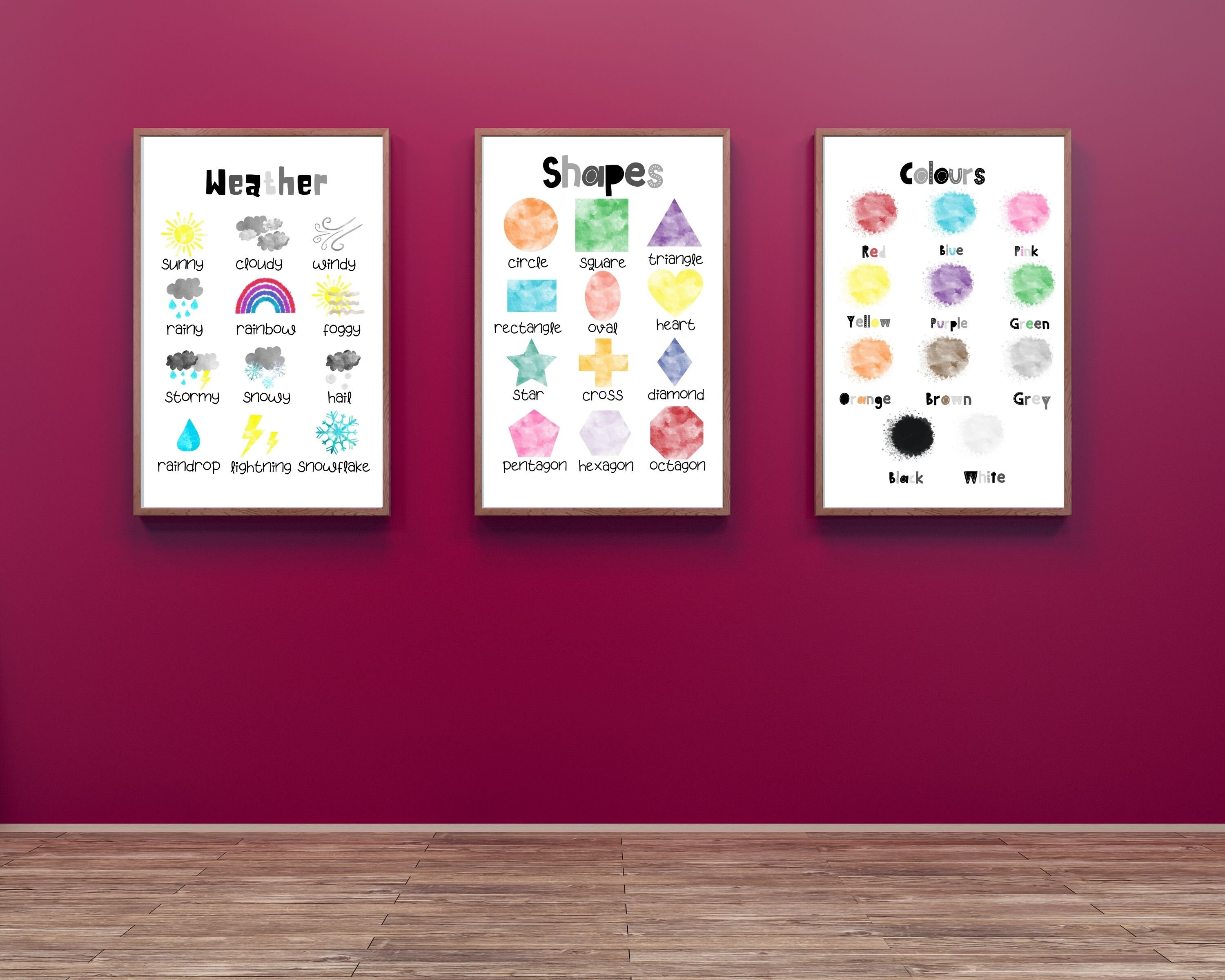 Learning Posters Set of 3 - Shapes - Colours - Weather - Preschool ...