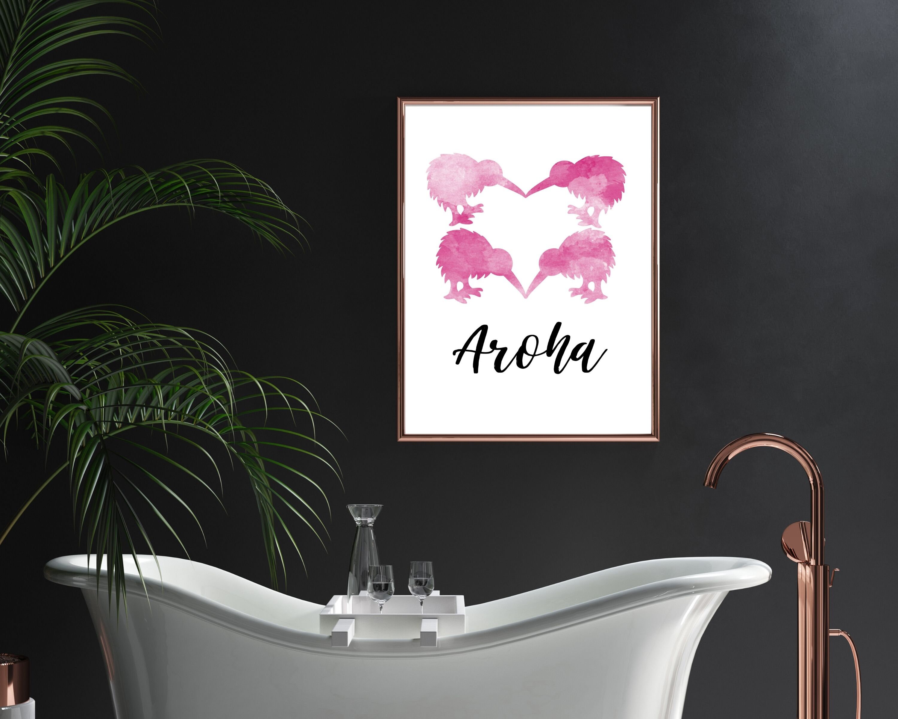 Pink Heart Kiwi Aroha - Maori Love - Maori Language - NZ Poster - Te ...