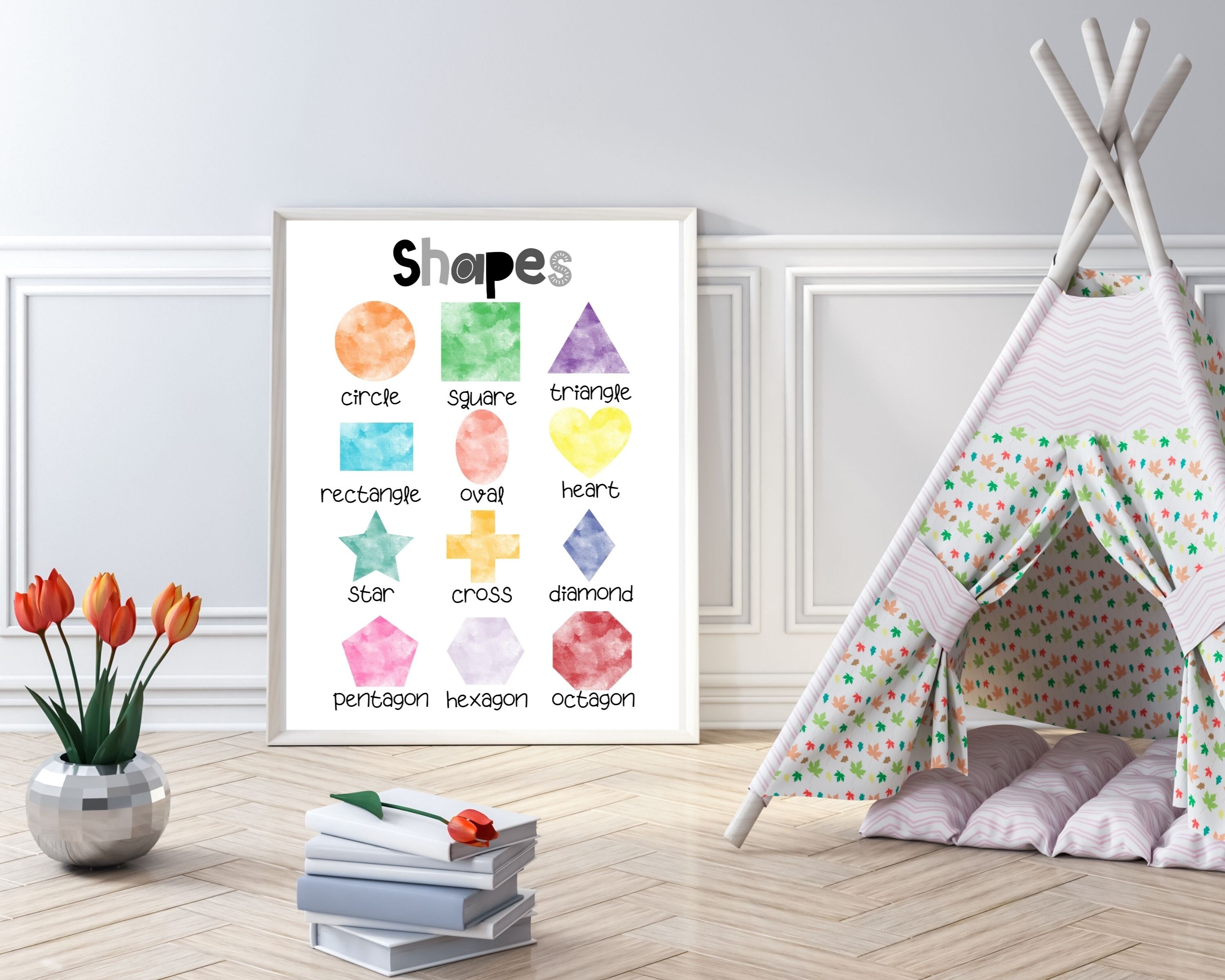 Geometric Shapes Poster Classroom Decor Homeschooling Teaching Poster ...