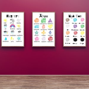 Te Reo Maori to English Set of 3 Learn Maori Shapes Colours Weather ...