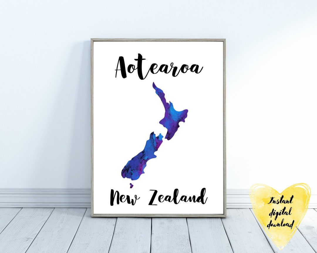 Aotearoa New Zealand Map Art Print – Maori Wall Decor (digital Download ...