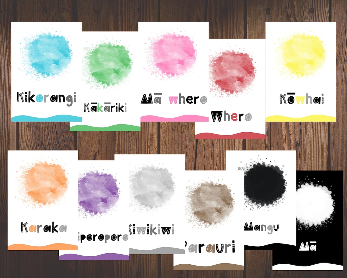 Maori Colour Flashcards Learn Maori Vocabulary Cards ESL | Etsy