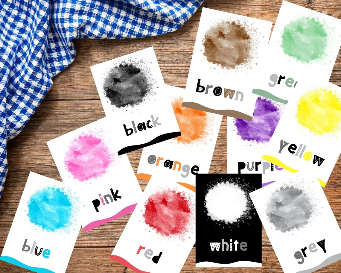 Colour Flashcards Set 11 Flash Cards Vocabulary Cards - Etsy New Zealand
