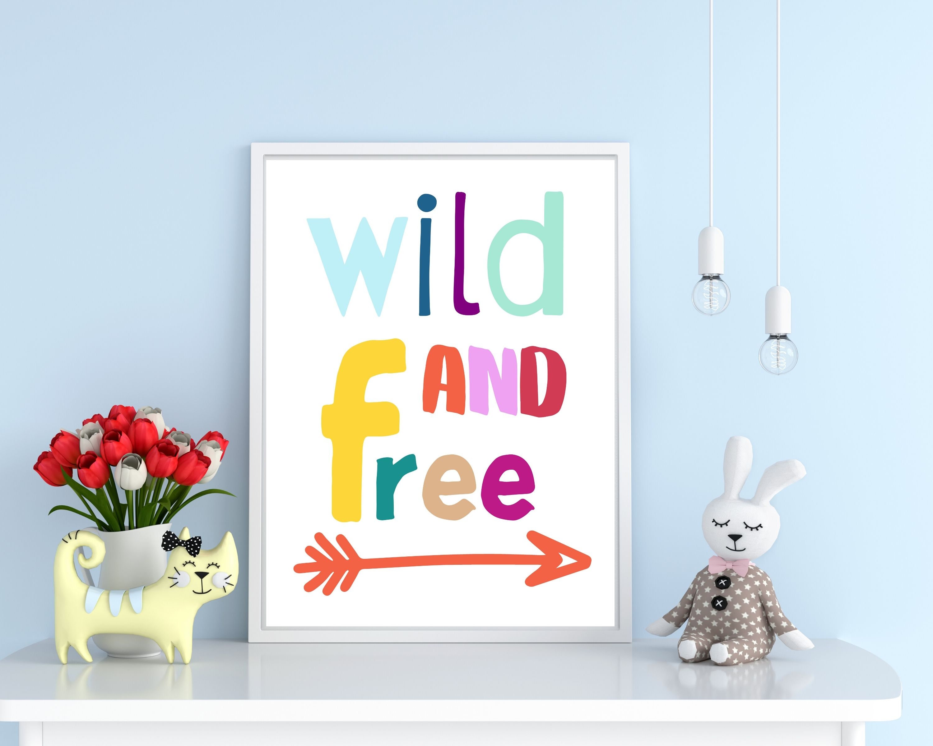 Wild and Free Print, Nursery Wall Decor, Nursery Printables, Children ...
