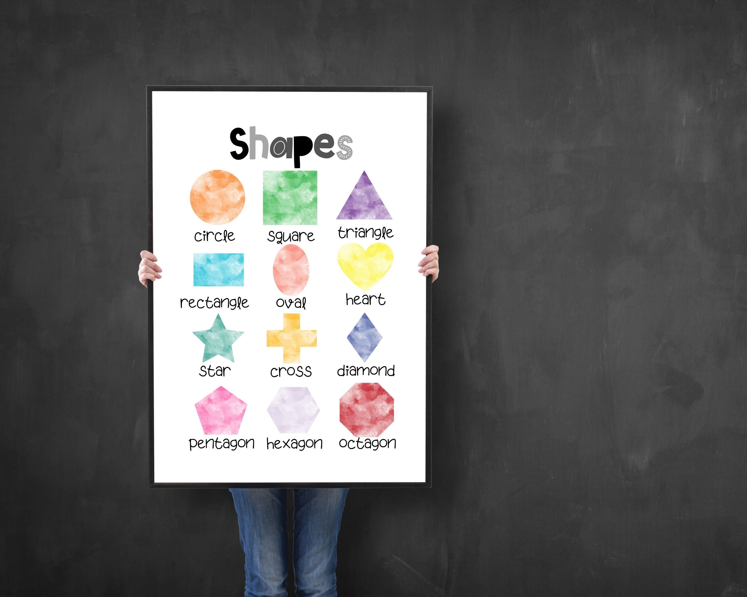 Geometric Shapes Poster Classroom Decor Homeschooling Teaching Poster ...