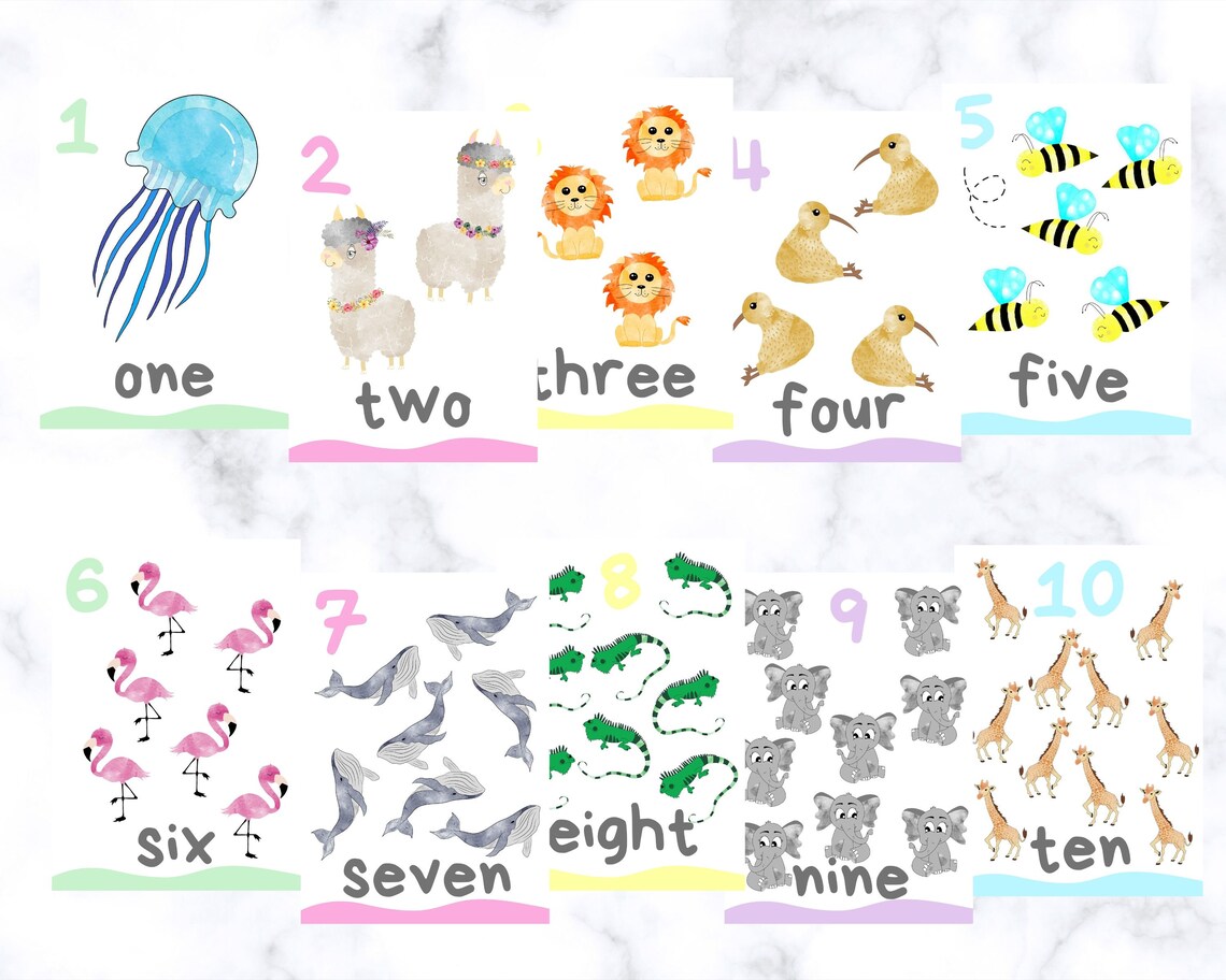 Animal Number Cards 1-10 - Classroom Display Math - Early Learning ...