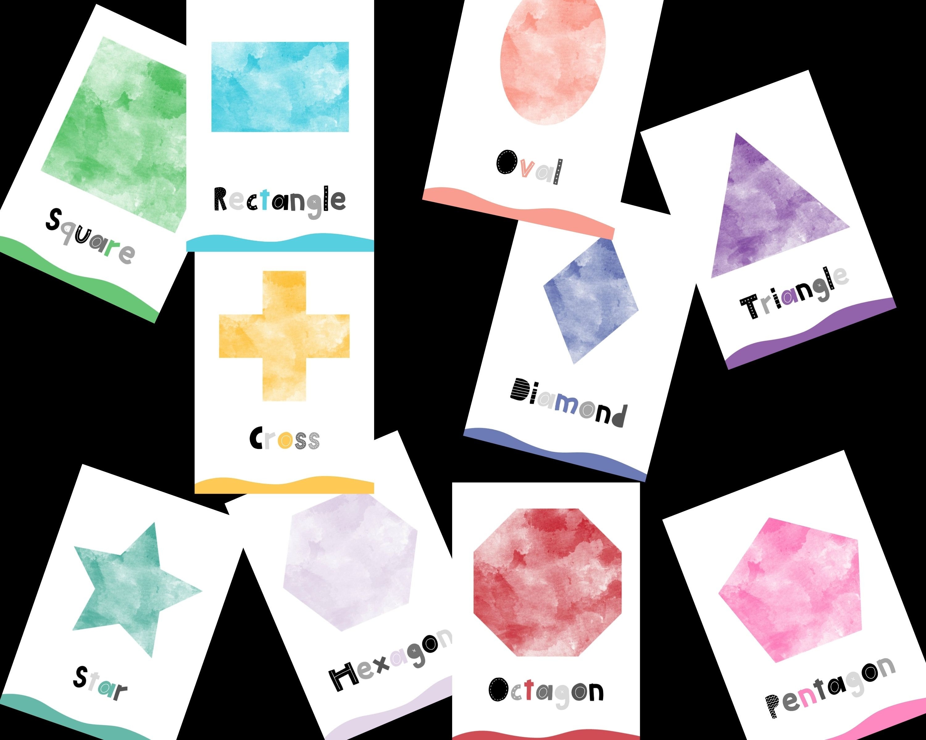 Shapes Flashcards Vocabulary Cards preschool Homeschool Educational ...