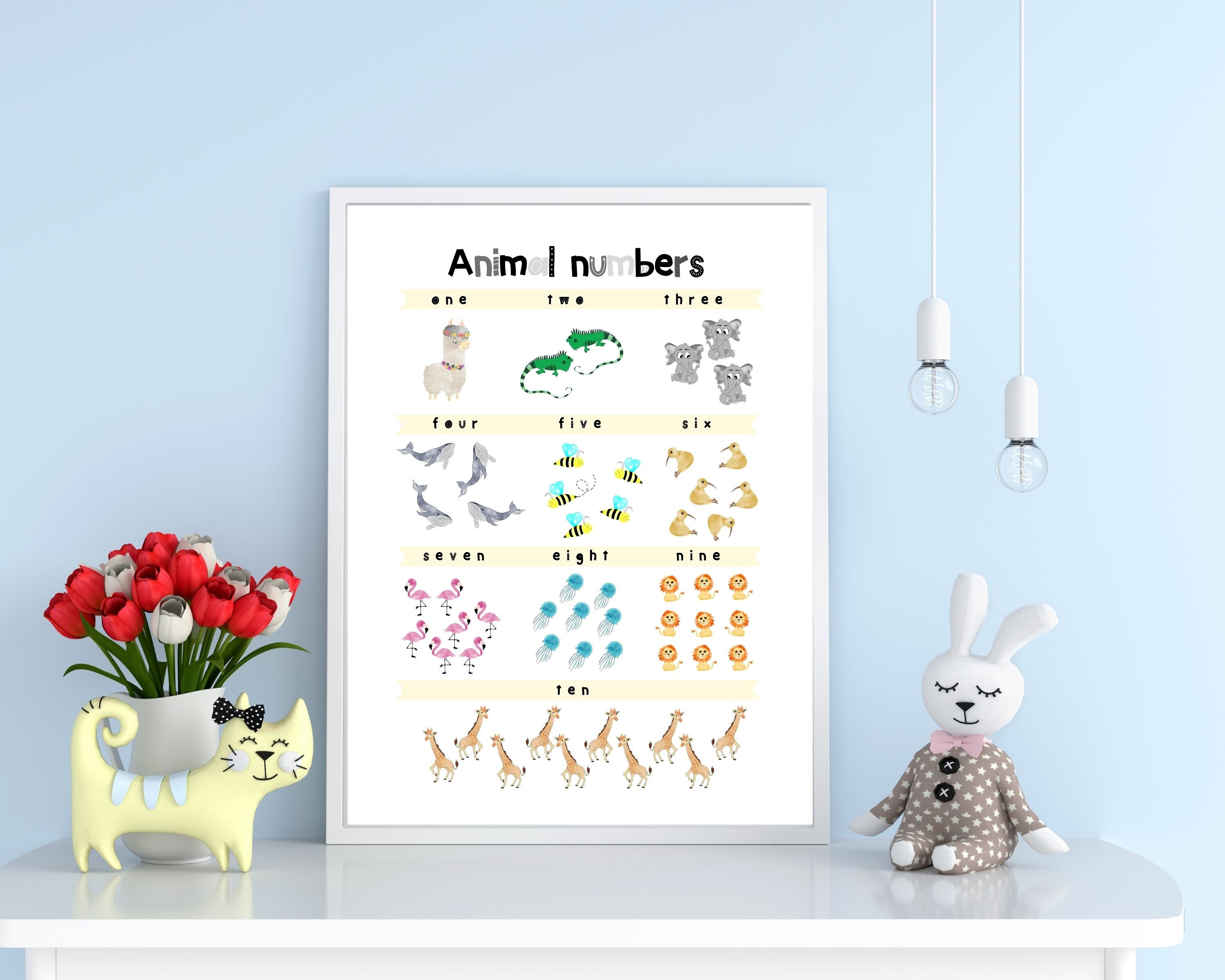 Animal Number Print - Classroom Poster - Wall Art - Educational ...