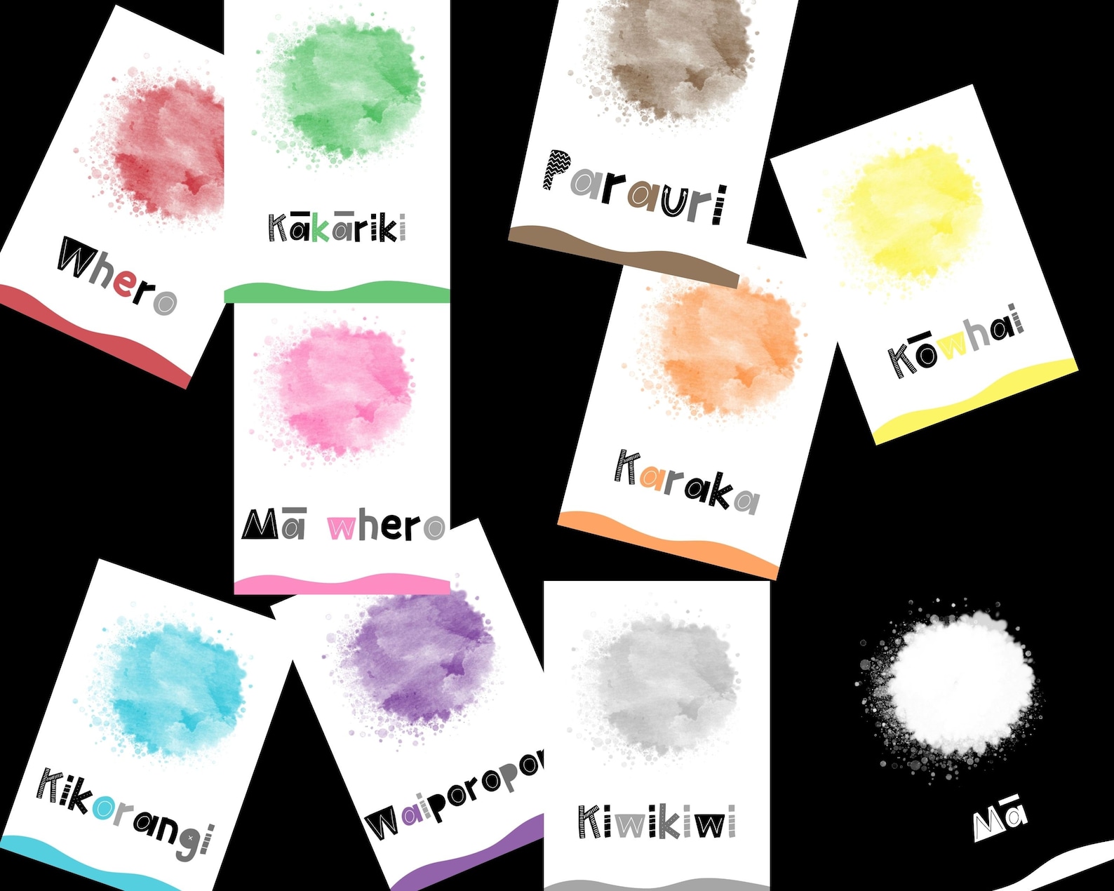 Maori Colour Flashcards learn Maori Vocabulary Cards ESL Flashcards ...