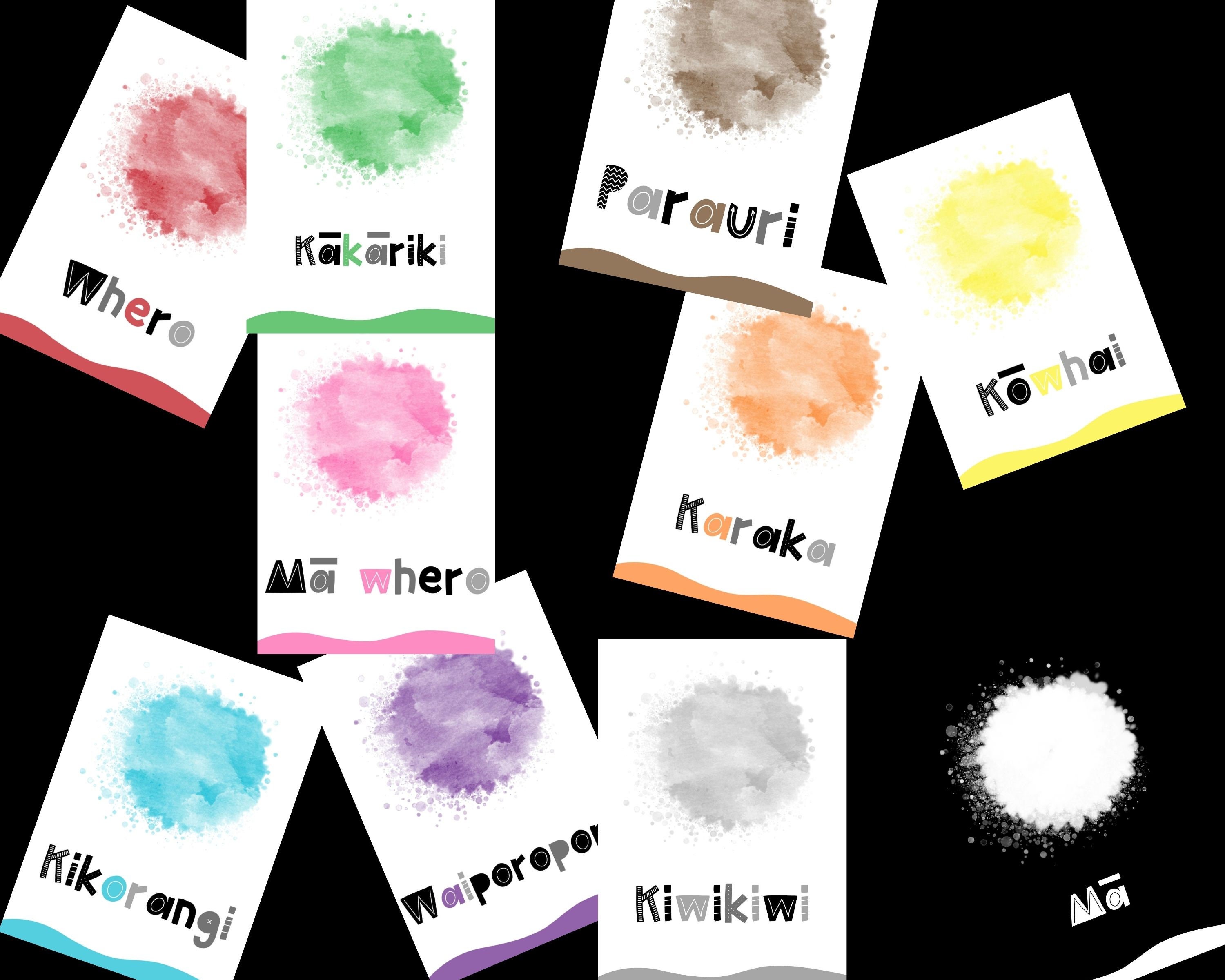 Maori Colour Flashcards learn Maori Vocabulary Cards ESL Flashcards ...
