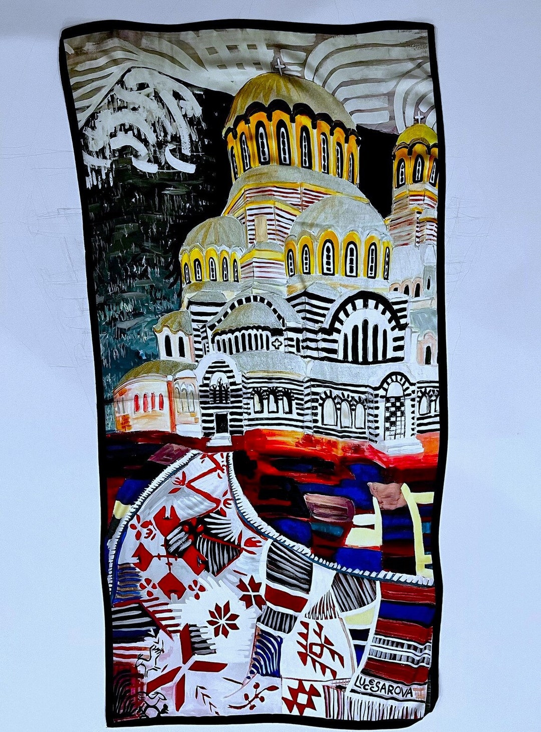 Satin Scarf - “bulgarian Soul” 27”X55”. Perfect Gift for Christmas or ...