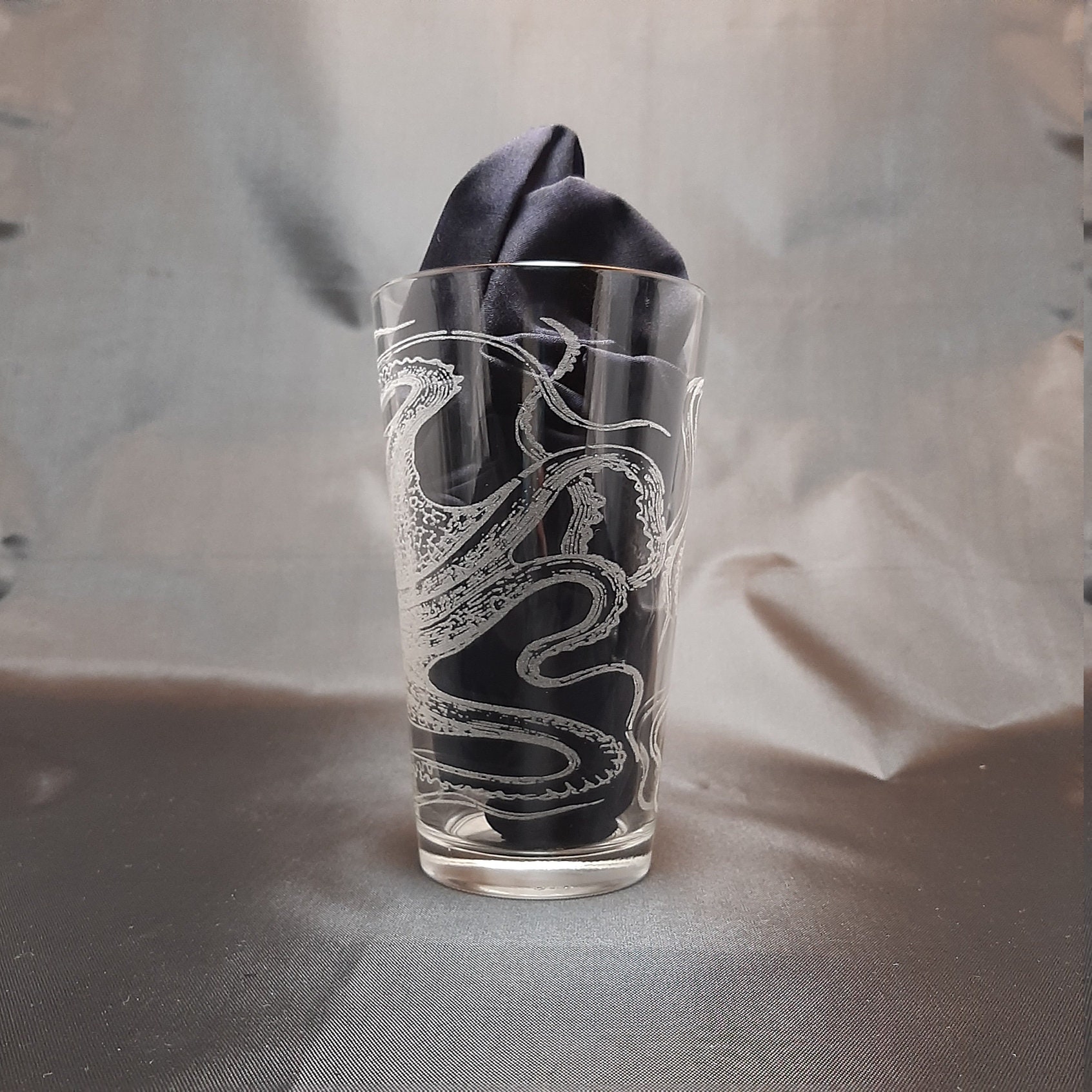 Octopus Full Wrap Pint Glass - Vintage Illustration - Laser Etched ...