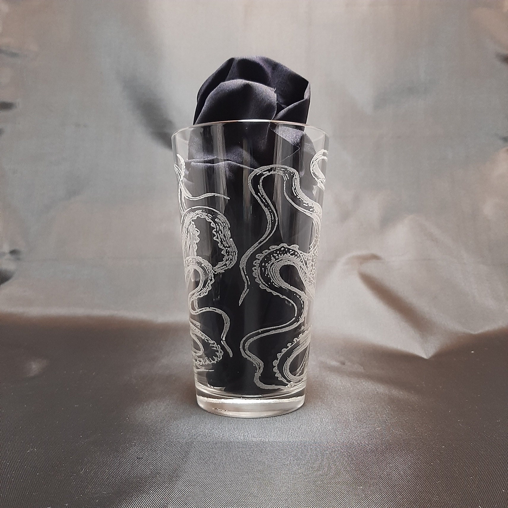 Octopus Full Wrap Pint Glass Vintage Illustration Laser - Etsy