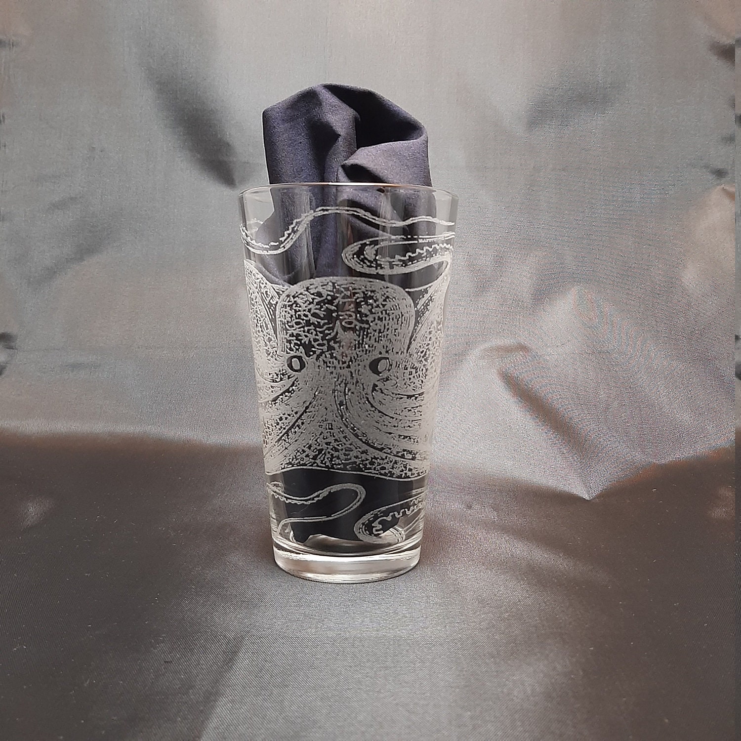 Octopus Full Wrap Pint Glass - Vintage Illustration - Laser Etched ...