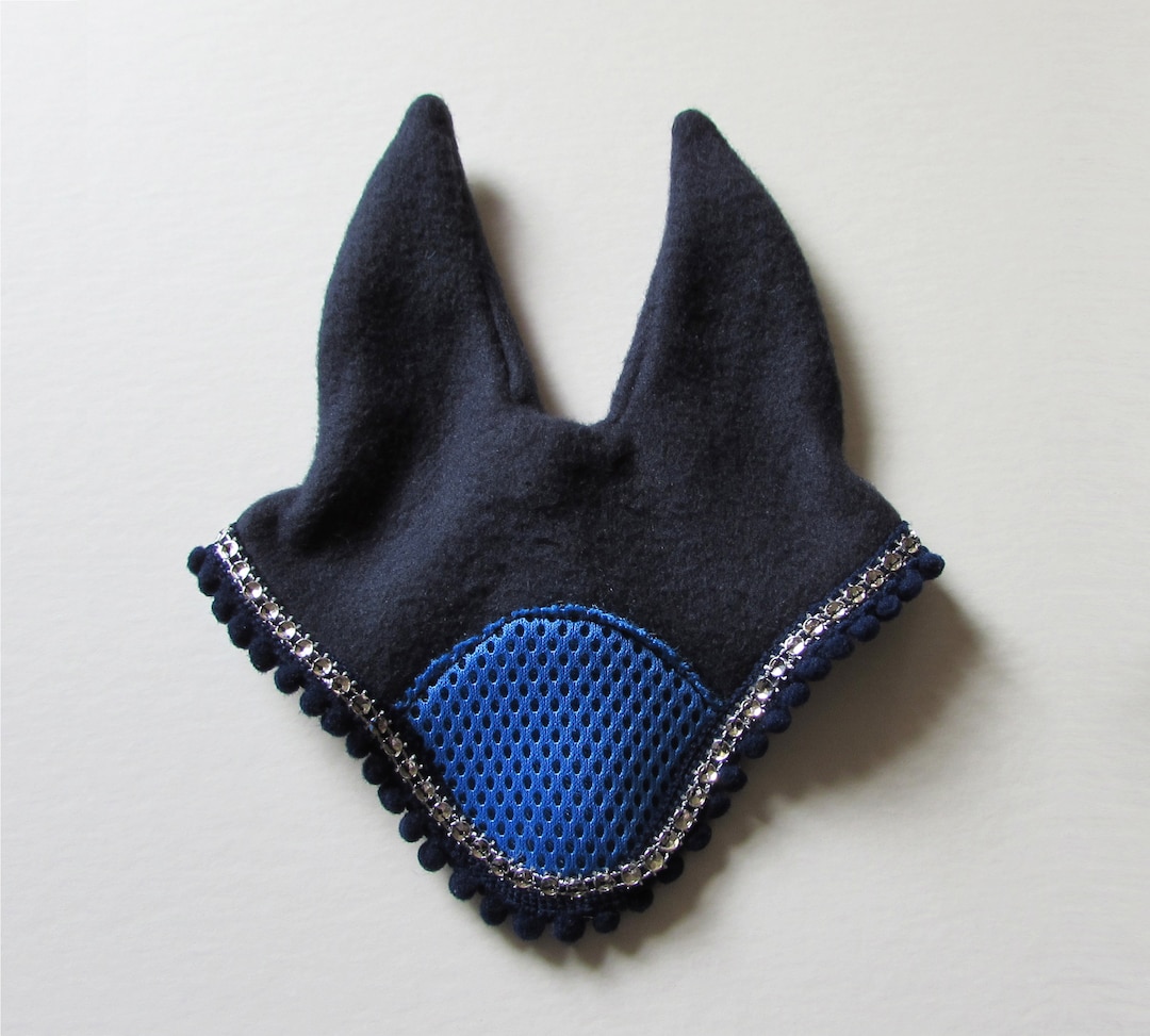Deluxe Ear Bonnet - Navy Blue - for Hobby Horse - Fly Veil for Stick ...