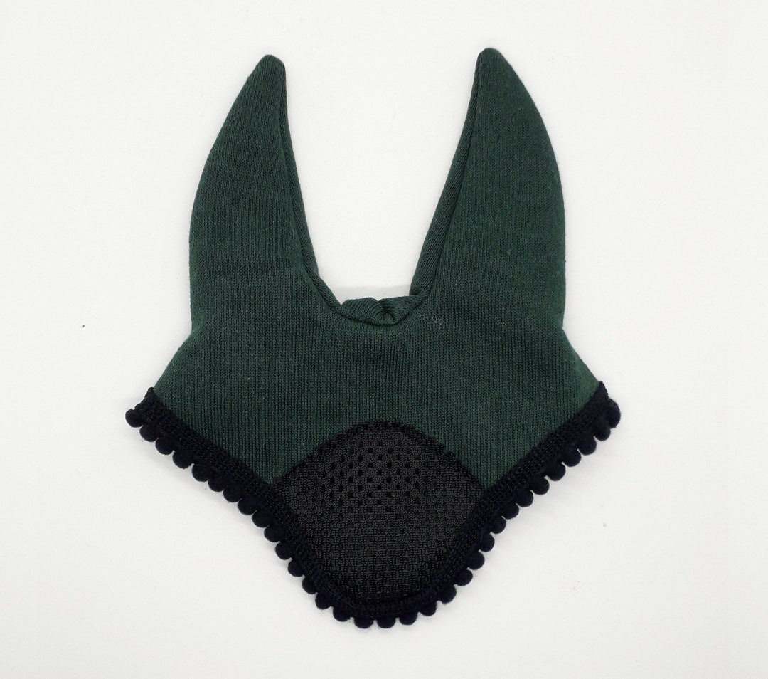 Deluxe Ear Bonnet - Forest Green - for Hobby Horse - Fly Veil for Stick ...