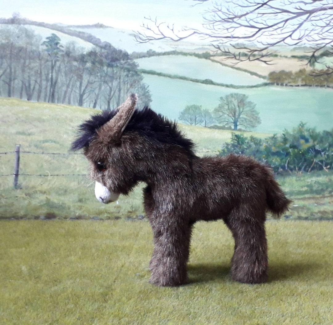 Baby Donkey Foal - Handmade Cute Plush Collectable Teddy - Brown Faux ...