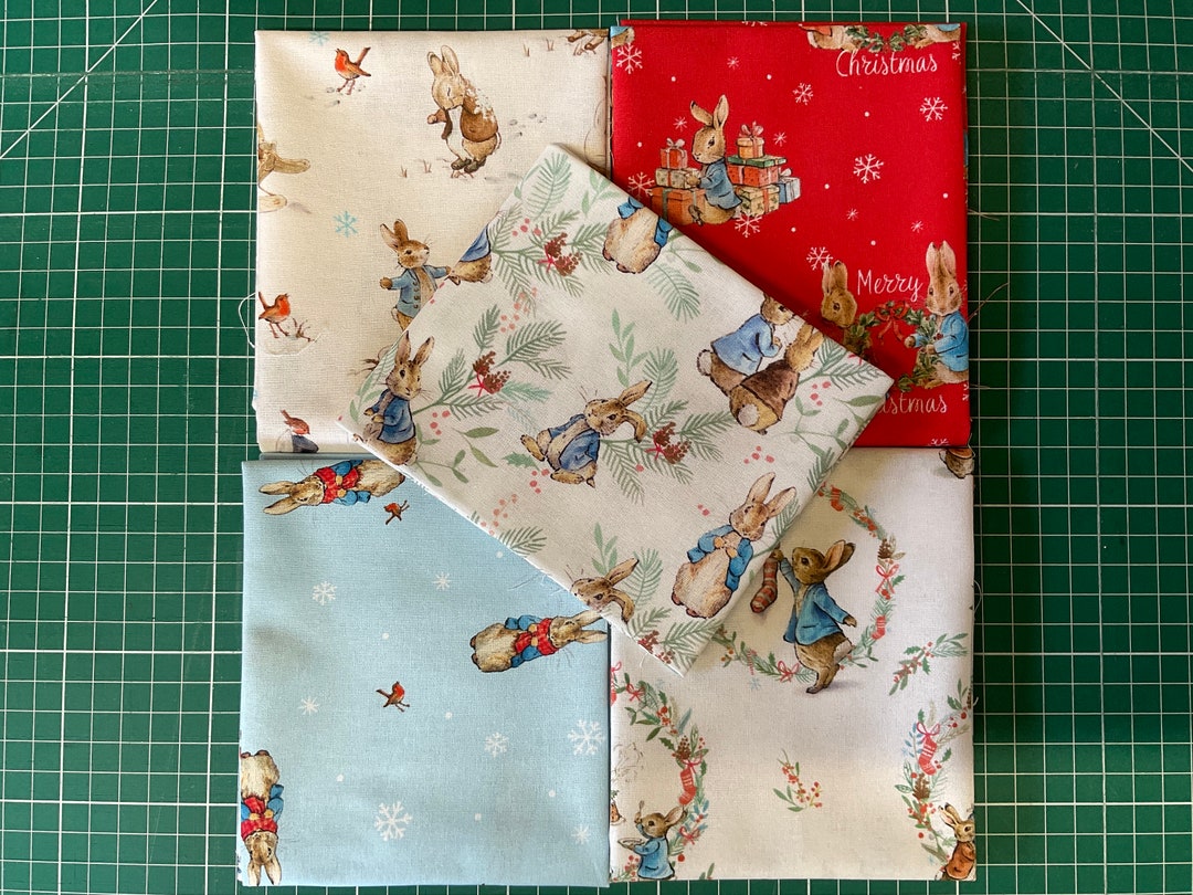 Peter Rabbit Christmas Fabric, Fat Quarters Bundle, Holiday Sewing ...